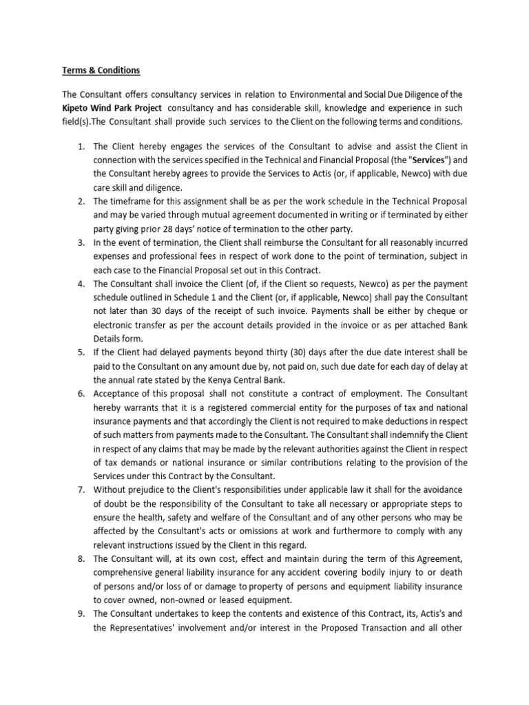 Kipeto Wind Park Contract | PDF | Insurance | Consultant