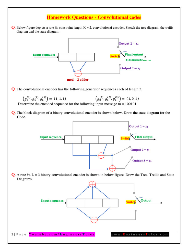 Homework Questions Convolutional Codes | Download Free PDF | Signal ...