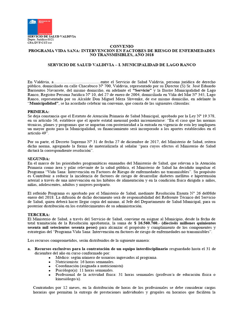 Convenio PVS 2018 | PDF | Salud mental | Adolescencia