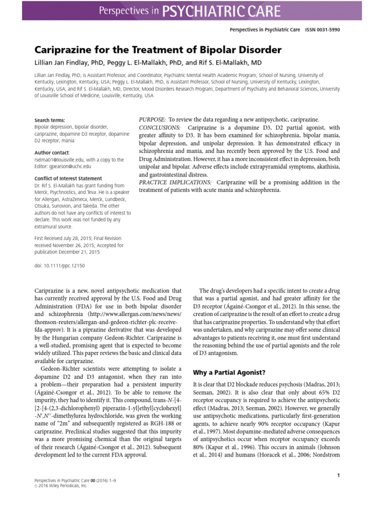 Cariprazina in TAB | PDF | Antipsychotic | Dopamine Receptor D2