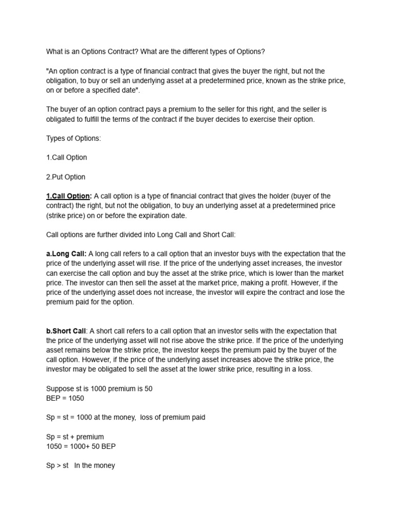 Options Contract | PDF | Option (Finance) | Derivative (Finance)