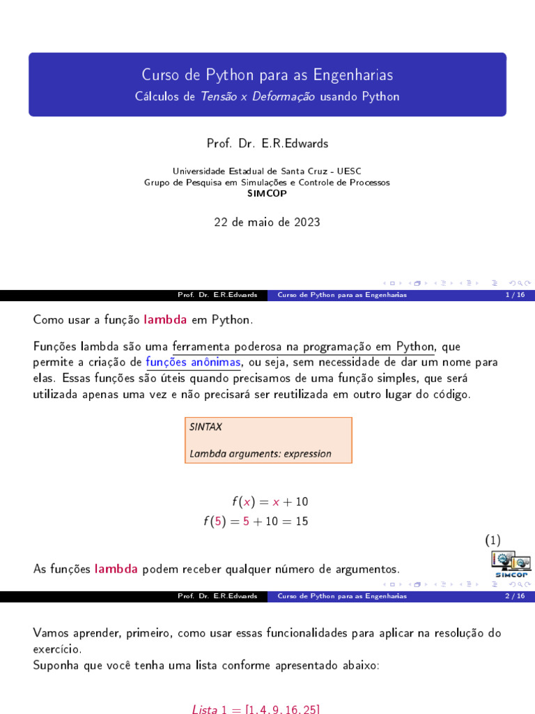 Aula 9 Python Cálculos Ensaios Mecanicos | PDF
