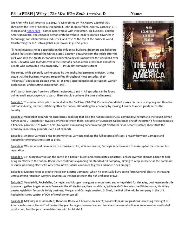 Men Who Built America Analysis | PDF | John D. Rockefeller | The United ...