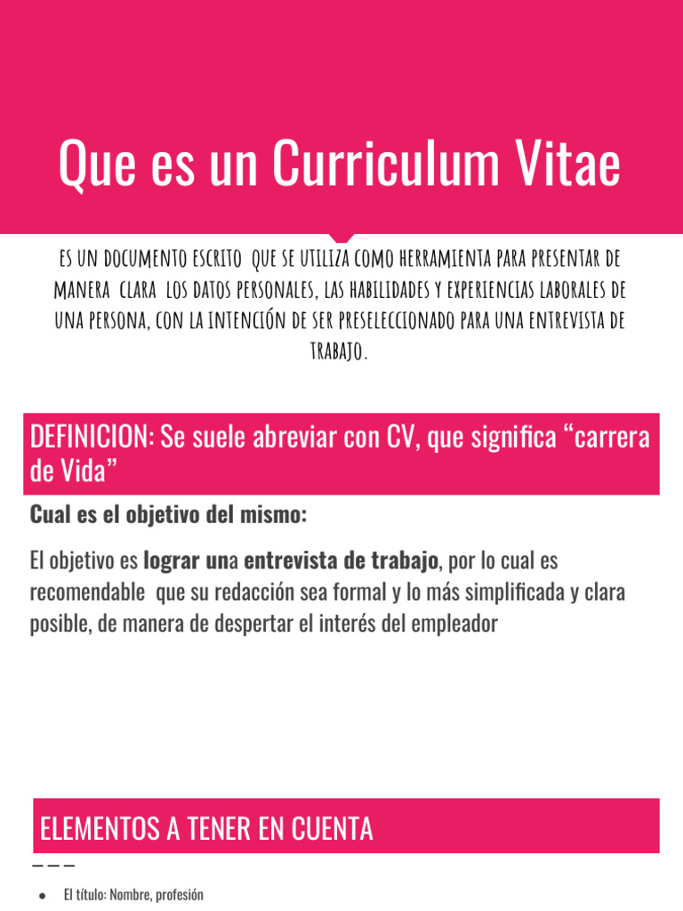 Que Es Un Curriculum Vitae | PDF