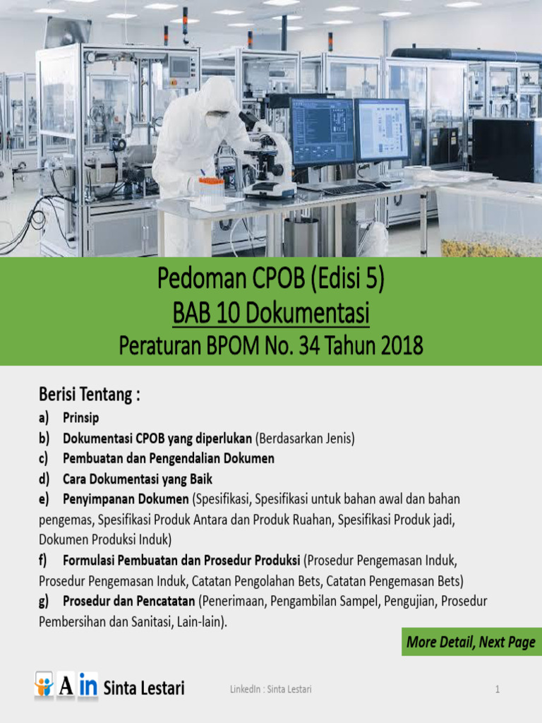 Pedoman Dokumentasi CPOB 2018 | PDF
