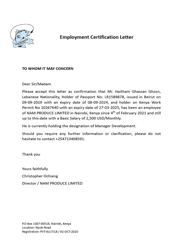 Employment Letter | PDF