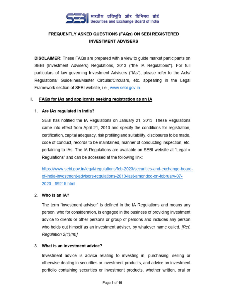 2023-08-07 Sebi Faq Ria | PDF | Financial Adviser | Stockbroker