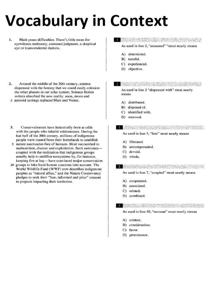 SAT Reading Exercises MCQ | PDF