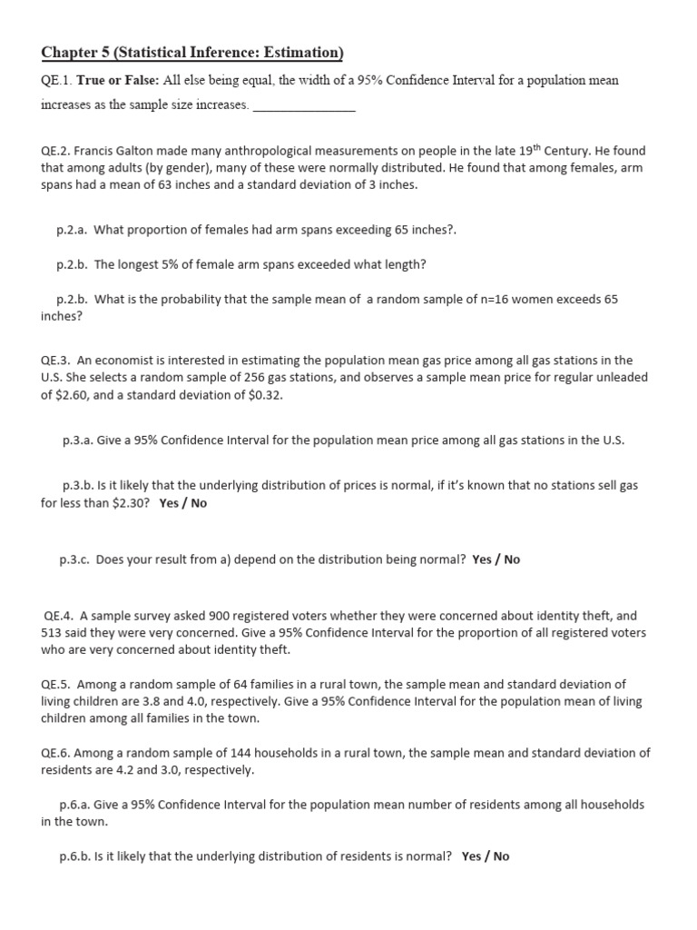 Practice Problemschp 5 | Download Free PDF | Standard Deviation | Confidence Interval