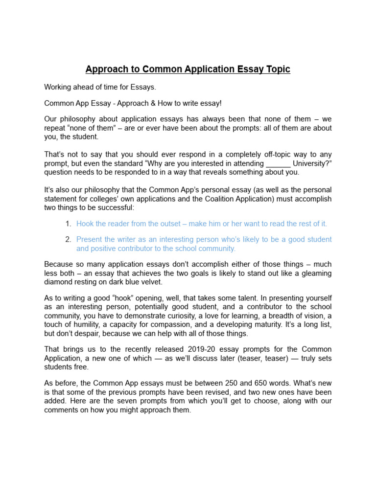 Approach Common App Essay Prompts | PDF | Gratitude | Experience