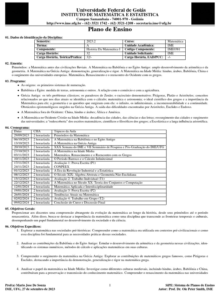 Plan-IME0381-HISTORIA DA MATEMATICA I-A-Matematica-2023.2-Mario Jose de ... Plan-IME0381-HISTORIA DA MATEMATICA I-A-Matematica-2023.2-Mario Jose de ...