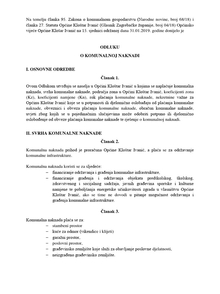 Ov Komunalna Naknada 31 01 2019 | PDF