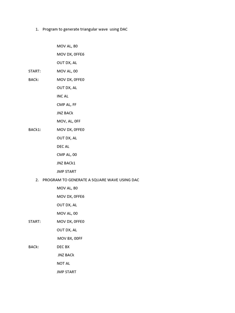 Interfacing 8086 Prgs Set1-1 | PDF