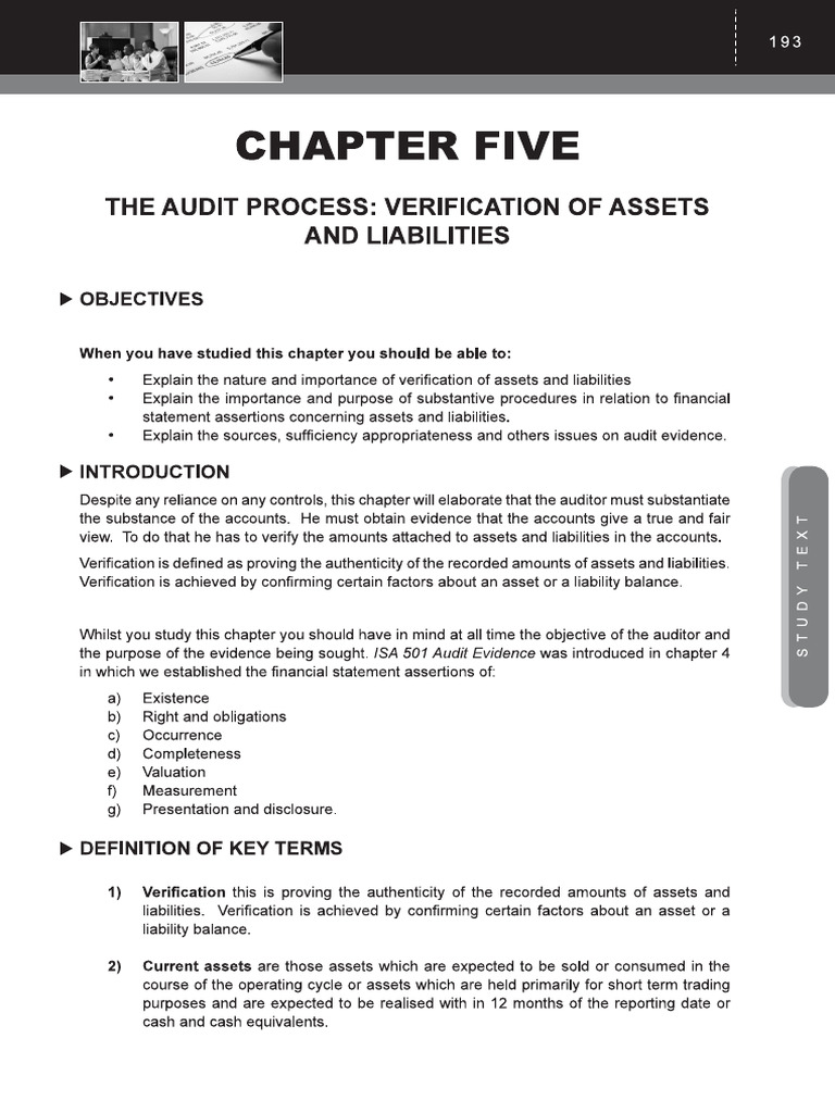 Chapter 5 - Audit Process (Verification of Assets and Liabilities) | PDF
