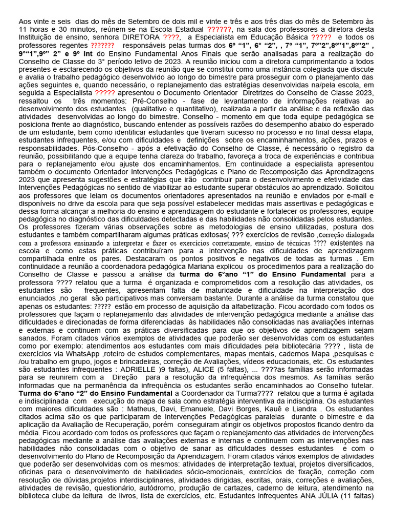 Modelo Ata 3ºbimestre Final | PDF