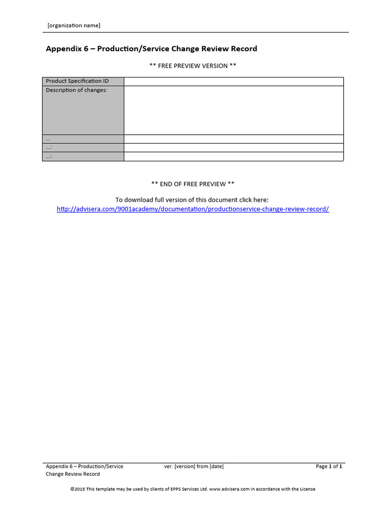 10.6 Appendix 6 Production Service Change Review Record Preview en | PDF