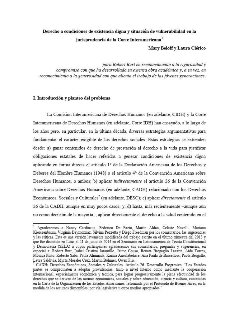 Mary Beloff Derecho A La Existencia Digna y Vulnerabilidad SSRN | PDF ...