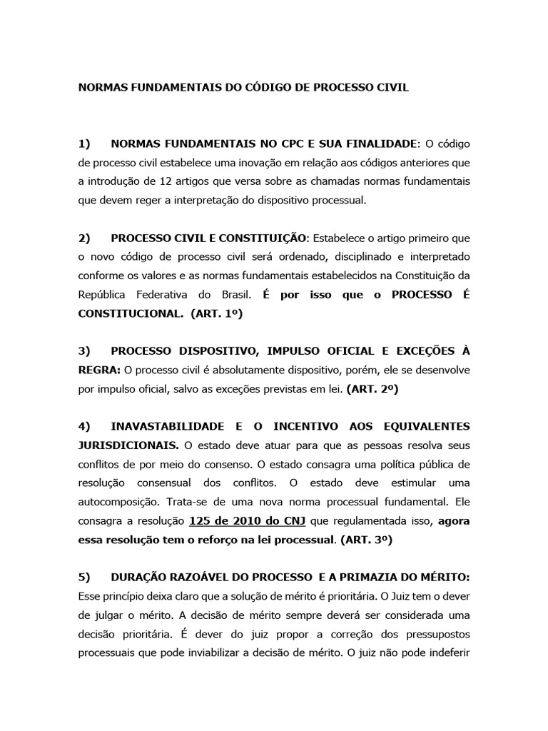 Normas Fundamentais Do Código de Processo Civil | PDF | Processo civil ...