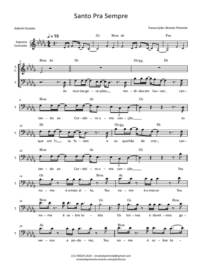 Santo Pra Sempre - Partitura | PDF