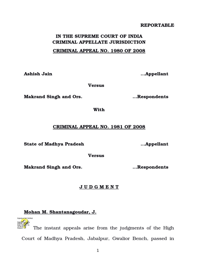 Ashish Jain vs. Makrand Singh Case Summary | PDF | Confession (Law ...