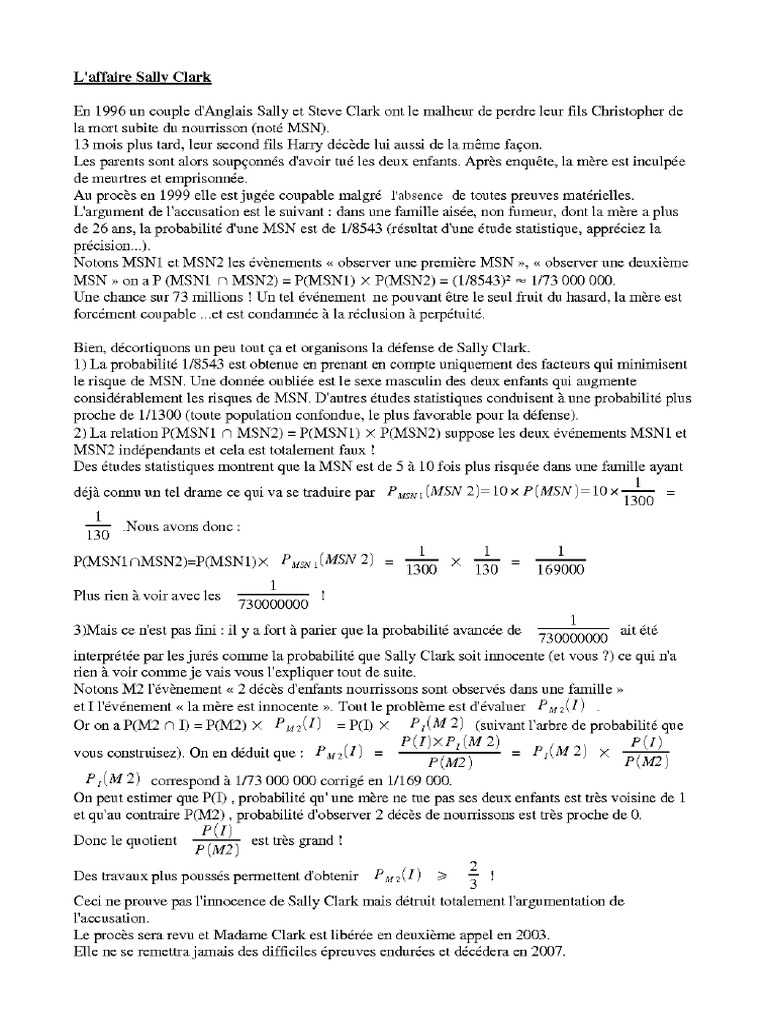 Affaire Sally Clark Justice | PDF