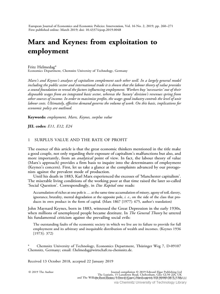Marx and Keynes English | PDF | Labour Economics | Economics