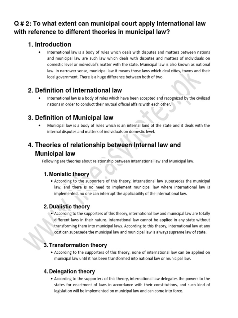 Municipal vs. International Law Explained | PDF | International Law ...