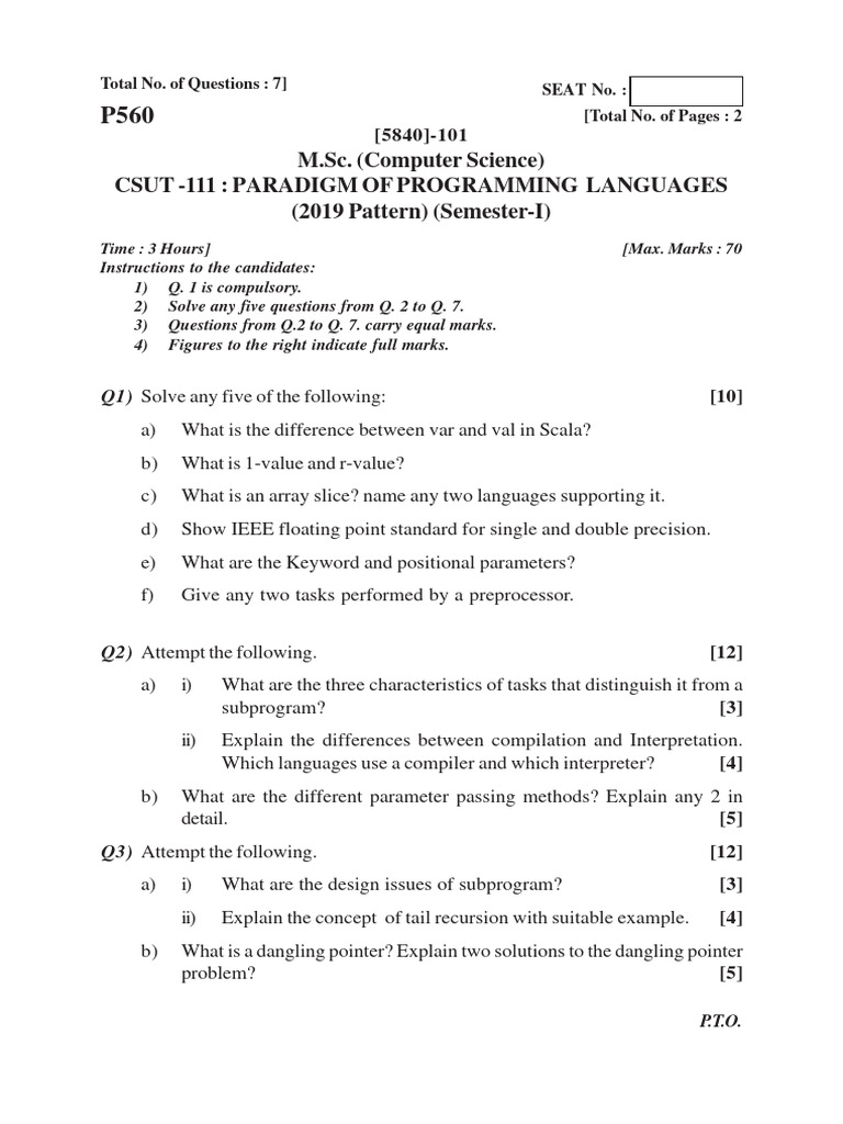 M.SC (Computer Science) 2019 Pattern | PDF | No Sql | Cloud Computing
