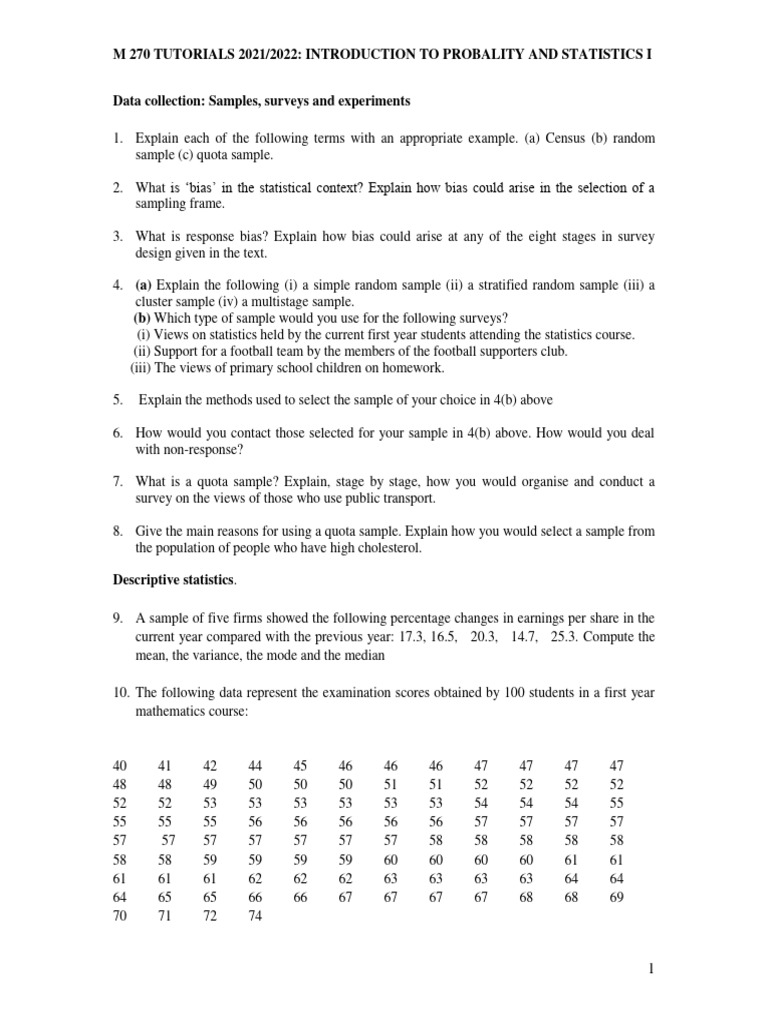 Probability and Statistics Tutorial Guide | PDF