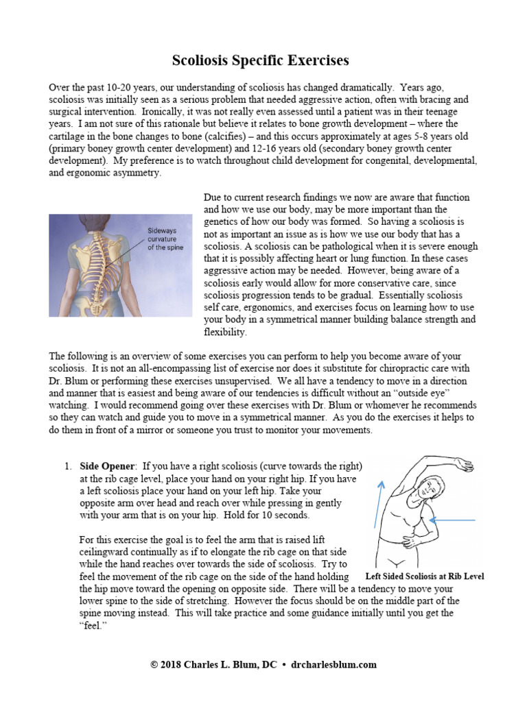 Scoliosis Specific Exercises | PDF | Scoliosis | Vertebral Column