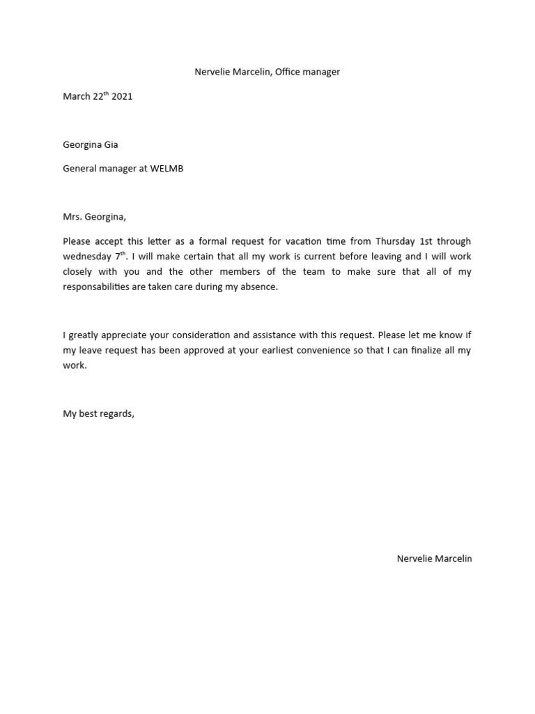 Leave Request Letter | PDF