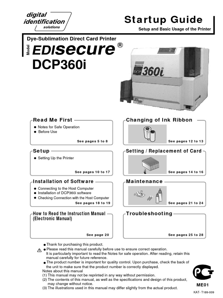 DCP360i Startup Guide (2008) | PDF | Printer (Computing) | Electrical Connector