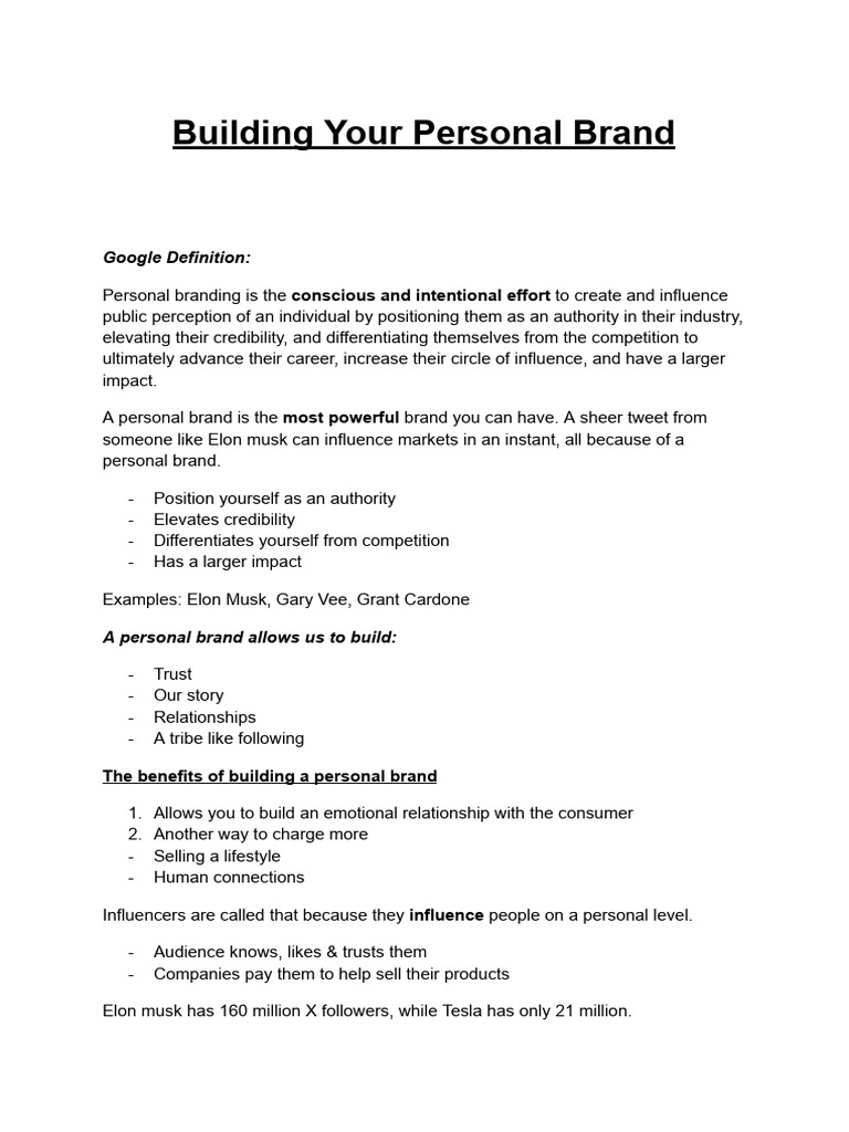 Building Your Personal Brand | PDF Building Your Personal Brand | PDF