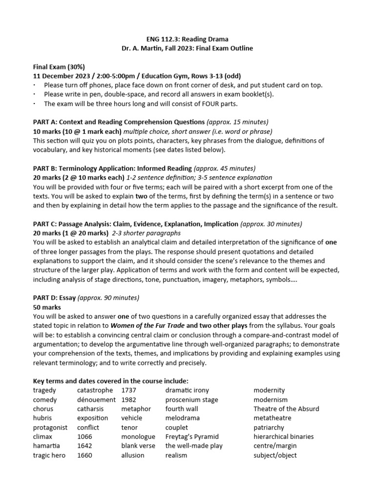 ENG 112 Exam Outline 2023 | PDF | Reading Comprehension | Human Communication