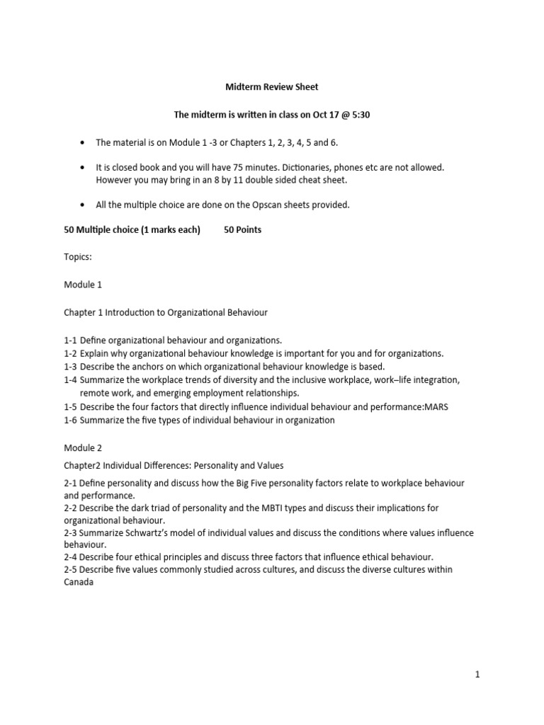 Midterm Outline Fall 2023 | PDF | Motivational | Motivation