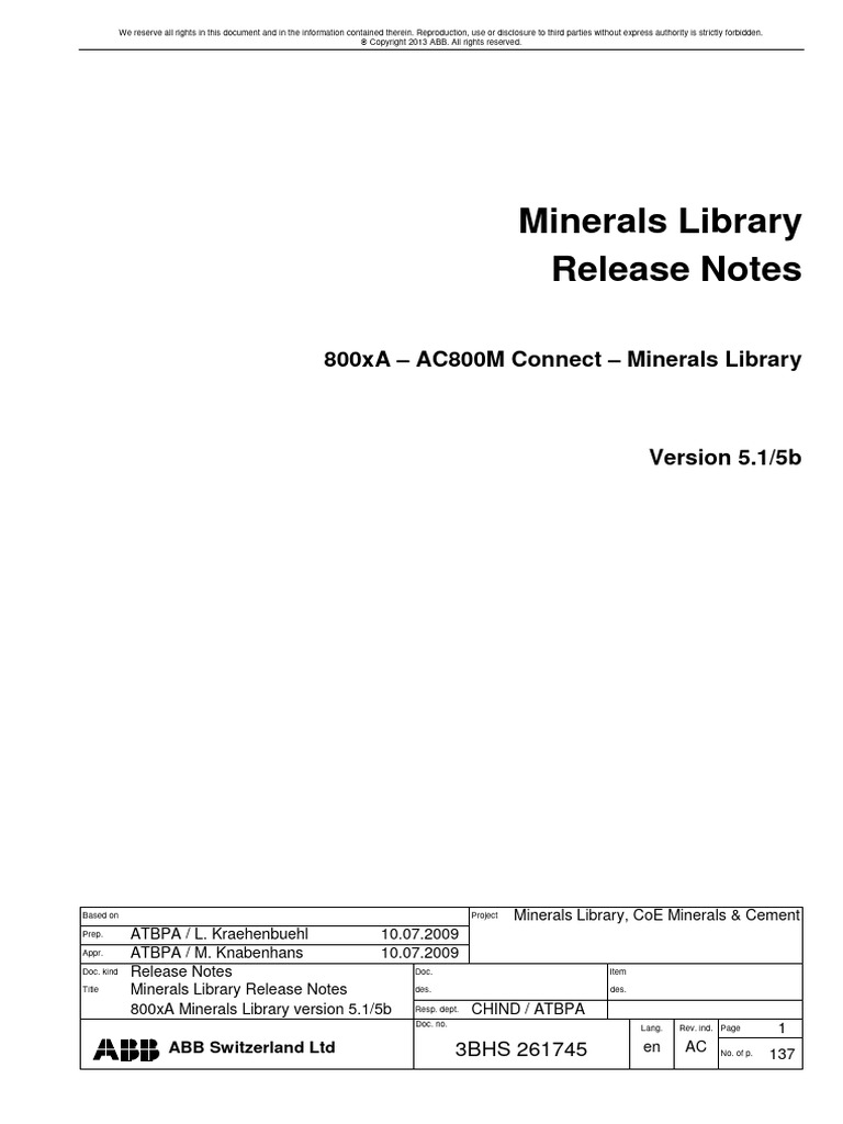 000 Minerals Library AC800 Release Notes | PDF | Computing | Computer ...