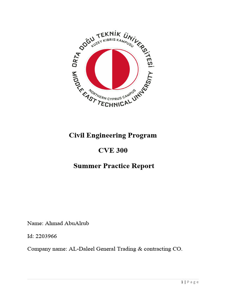 Civil Engineering Internship Report | PDF | Concrete | Safety