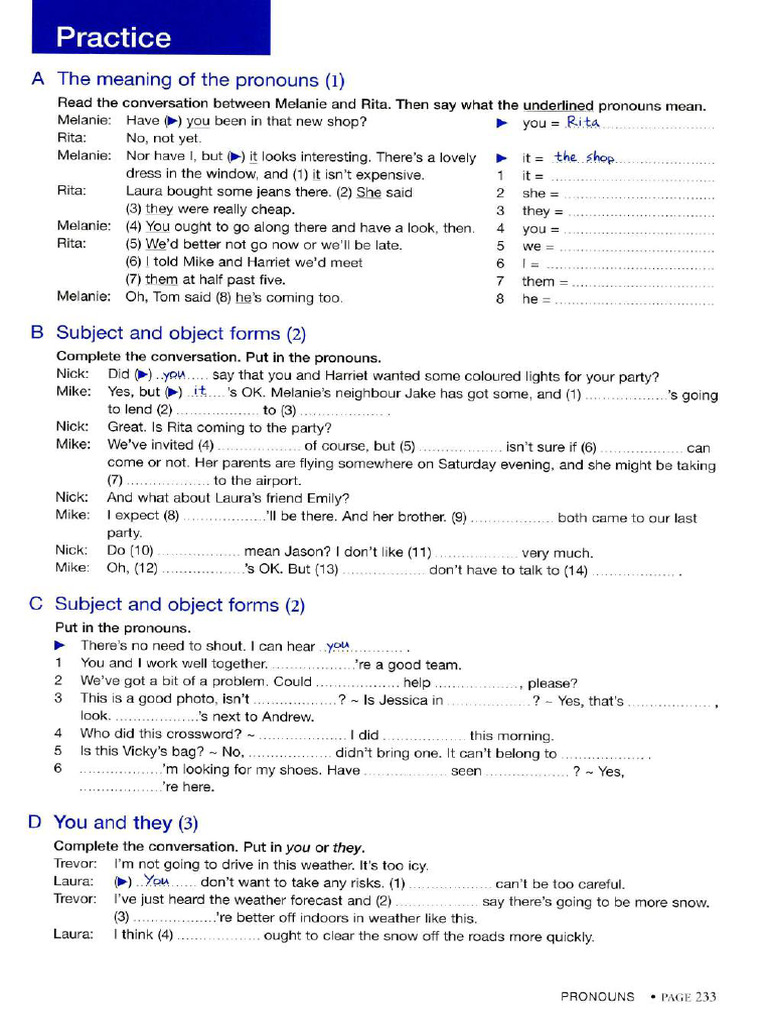 UNIT 98 Personal Pronouns 2 | PDF