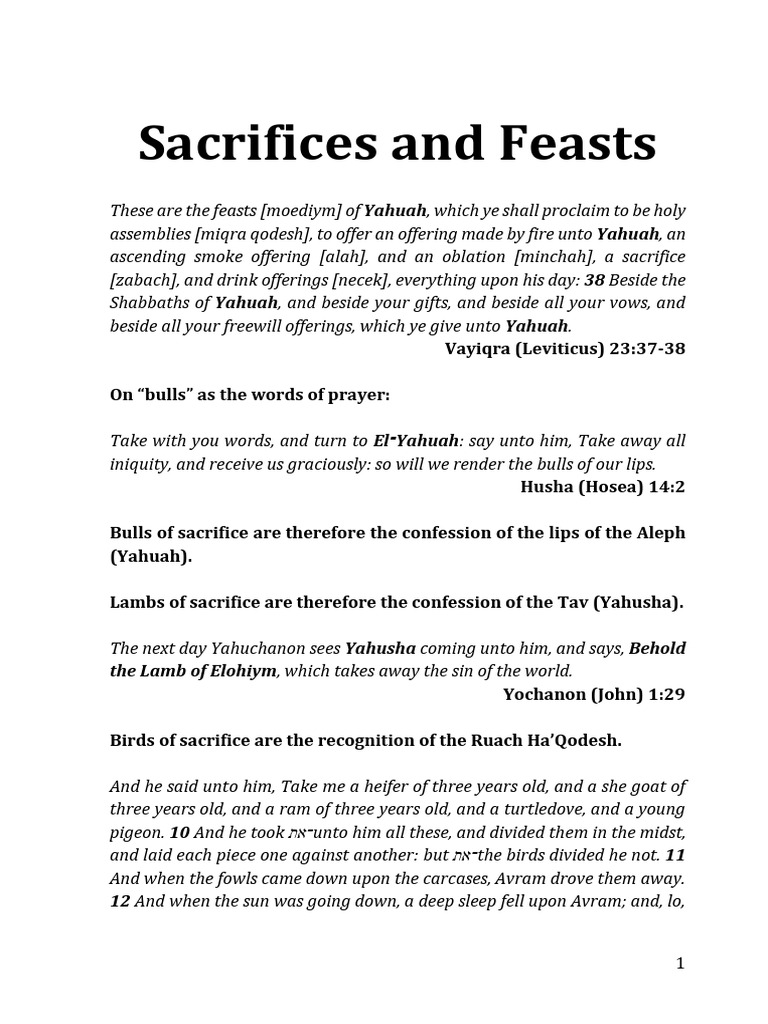 Yom Qodesh Sacrifices and Feasts | PDF | Sukkot | Sacrifice