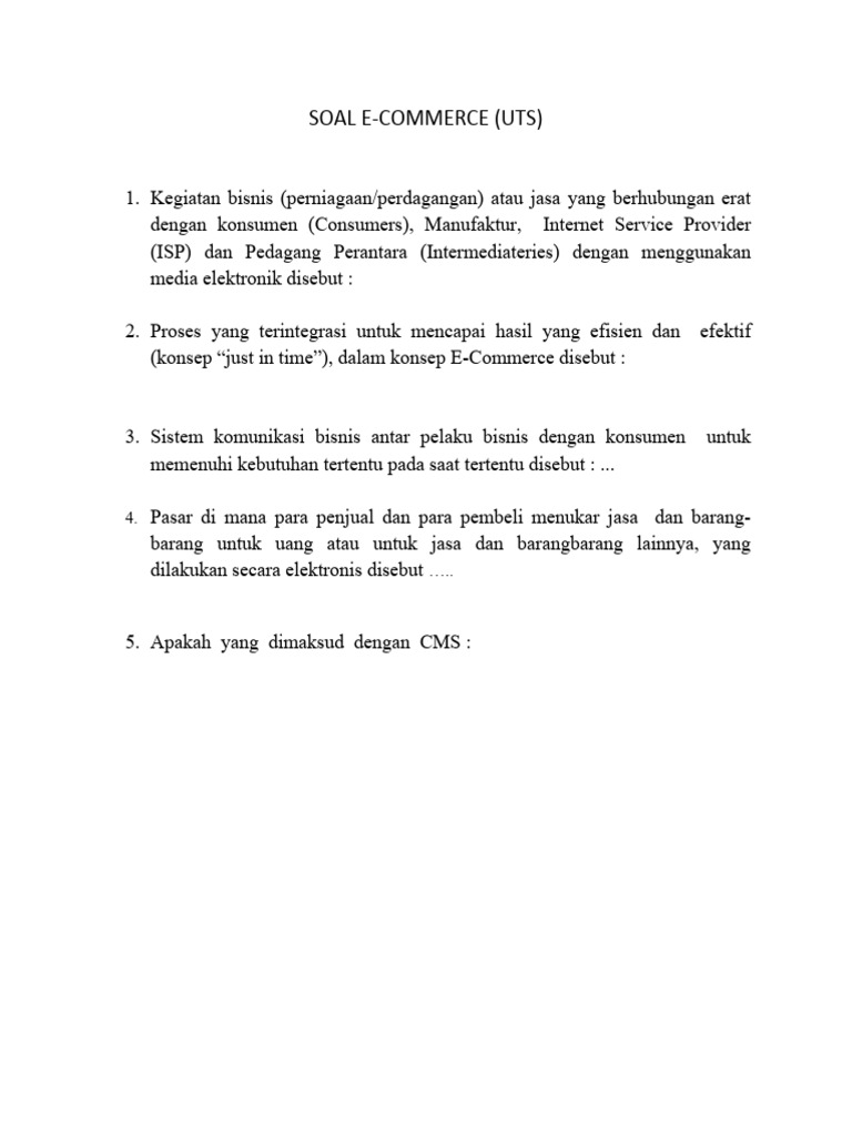 Soal UTS E-Commerce dan Konsep Dasar | PDF