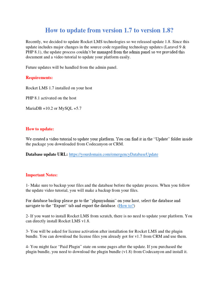 Update Documentation | PDF | Business | Technology & Engineering