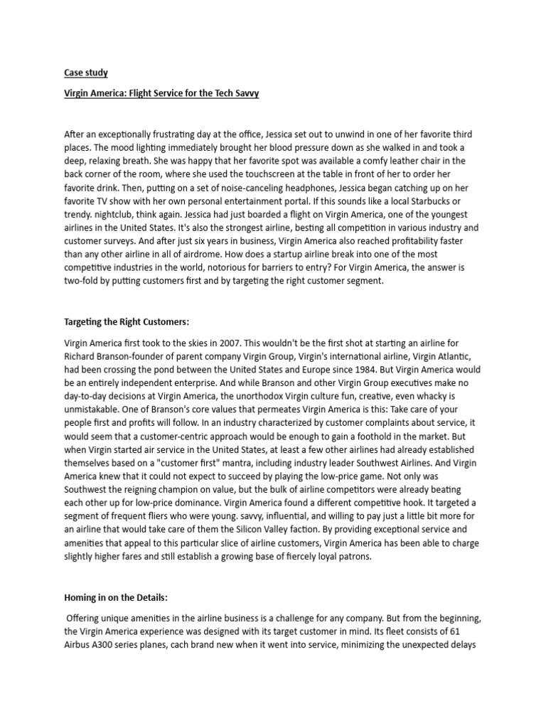 Virgin America Case Study | PDF | Airlines | Aviation