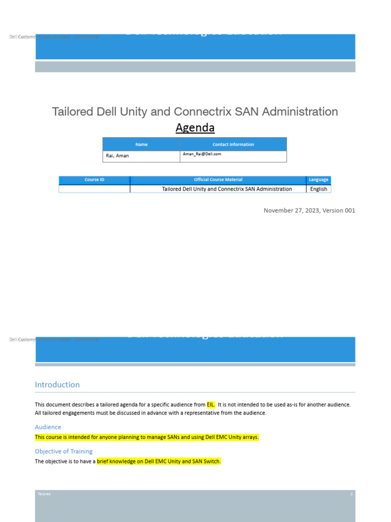 Tailored Dell Unity and Connectrix SAN Administration-EIL | PDF | Data | Computing