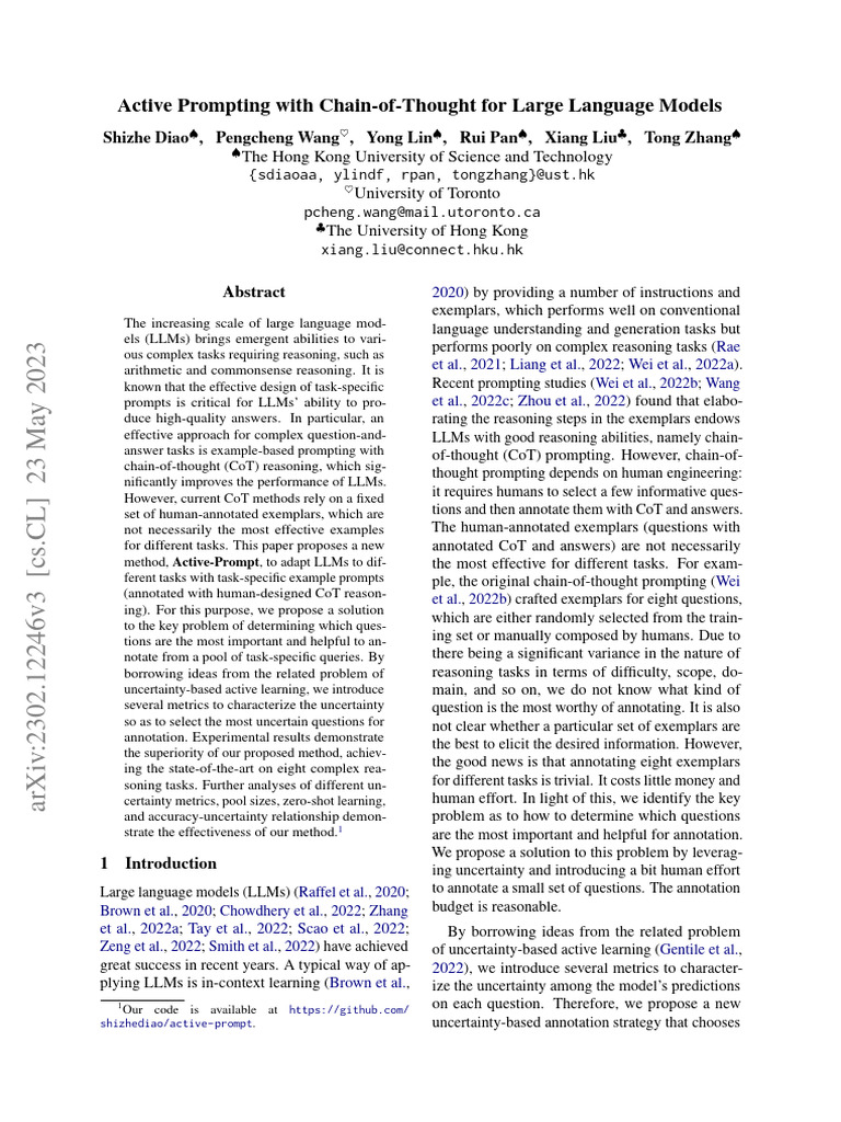 Pe Active Prompting | PDF | Experiment | Annotation Pe Active Prompting | PDF | Experiment | Annotation