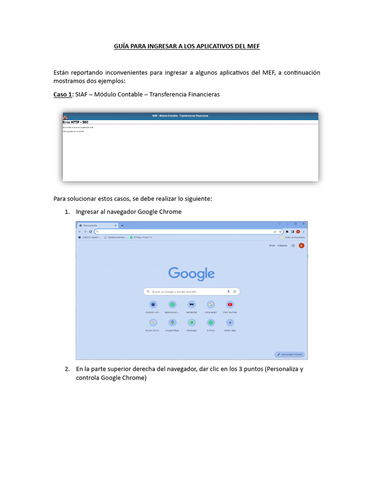 Guía para Ingresar A Los Aplicativos Del Mef | PDF