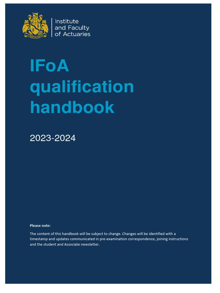 IFOA Qualification Handbook 2023 2024 | PDF | Actuary | Actuarial Science