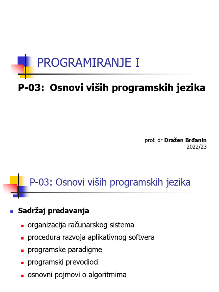 P1 - 03 - Osnovi Visih Programskih Jezika | PDF