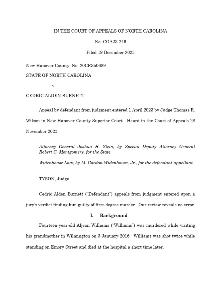 North Carolina Appeals Court Ruling | PDF | Expert Witness | Criminal ...