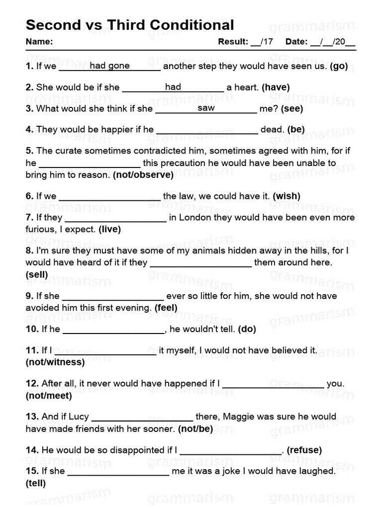 Grammarism Second Vs Third Conditional Test 1 1818297 | PDF