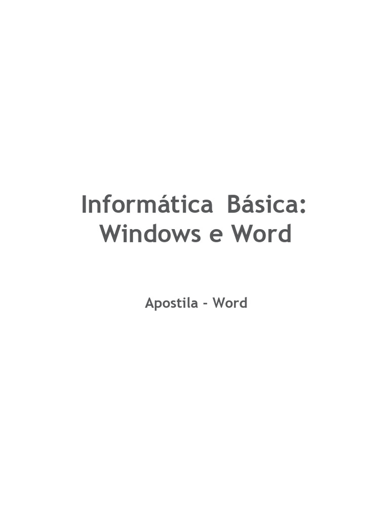 Informática Básica (Word) PDF | PDF | Janela (informática) | Botão Ctrl